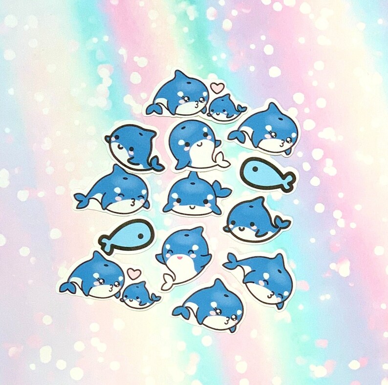 35 Pack Paper Kawaii Orca Whale Stickers | Etsy