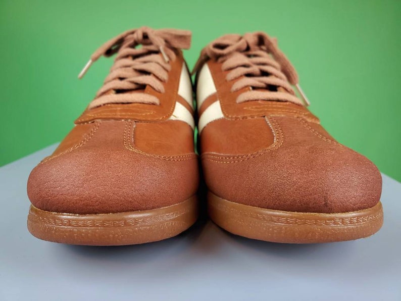 1970s Iconic Trax Sneakers. Nearly New. Brown & Cream Vinyl. - Etsy