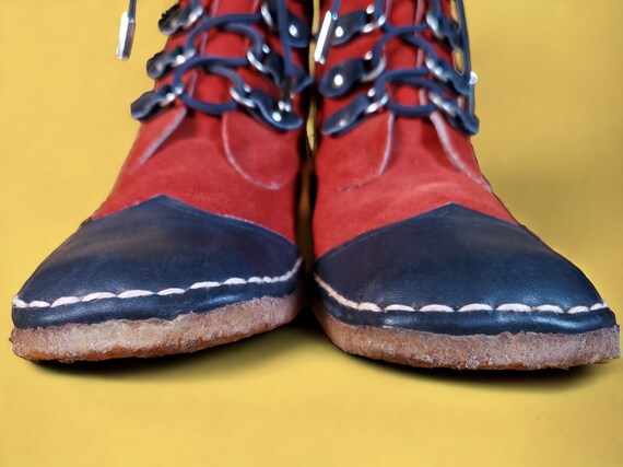 1960s leather mod boots wingtips vintage red blue sue… - Gem