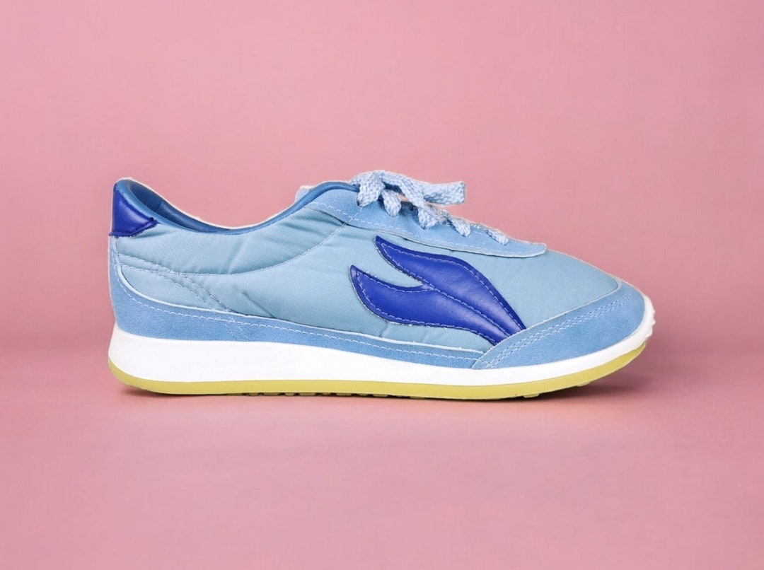 TRAX Blue Flame Sneakers. Vintage 1970s Novelty Tennis Shoes, Track ...