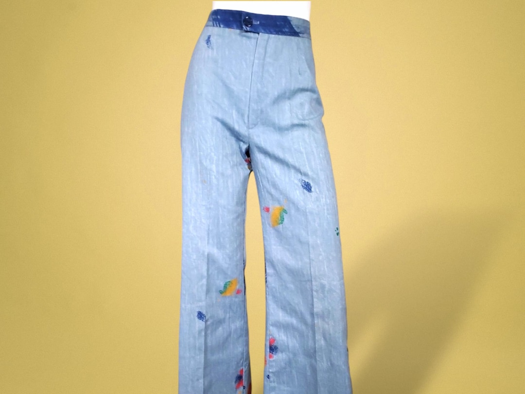 Vintage 60s/70s Paint Splatter Bell Bottoms - High Rise, Art to Wear - Etsy
