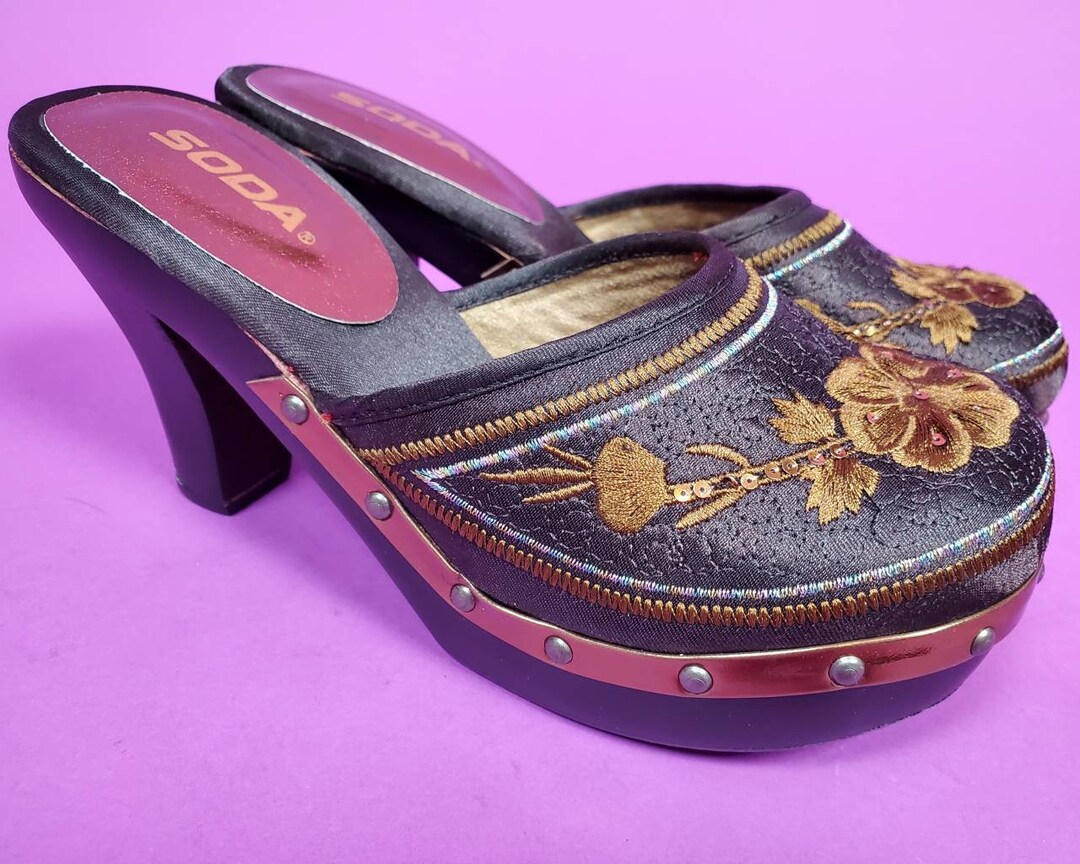 Deadstock 90s Platform Clogs. Hippie, Goth, Rave, Grunge by SODA. size ...