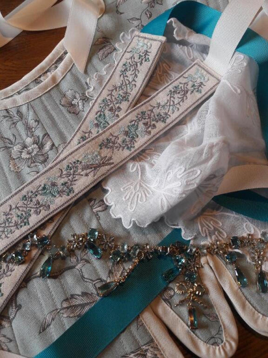 Pair of 18th-century Cupid Garters in Cotton and Grosgrain or Twill ...
