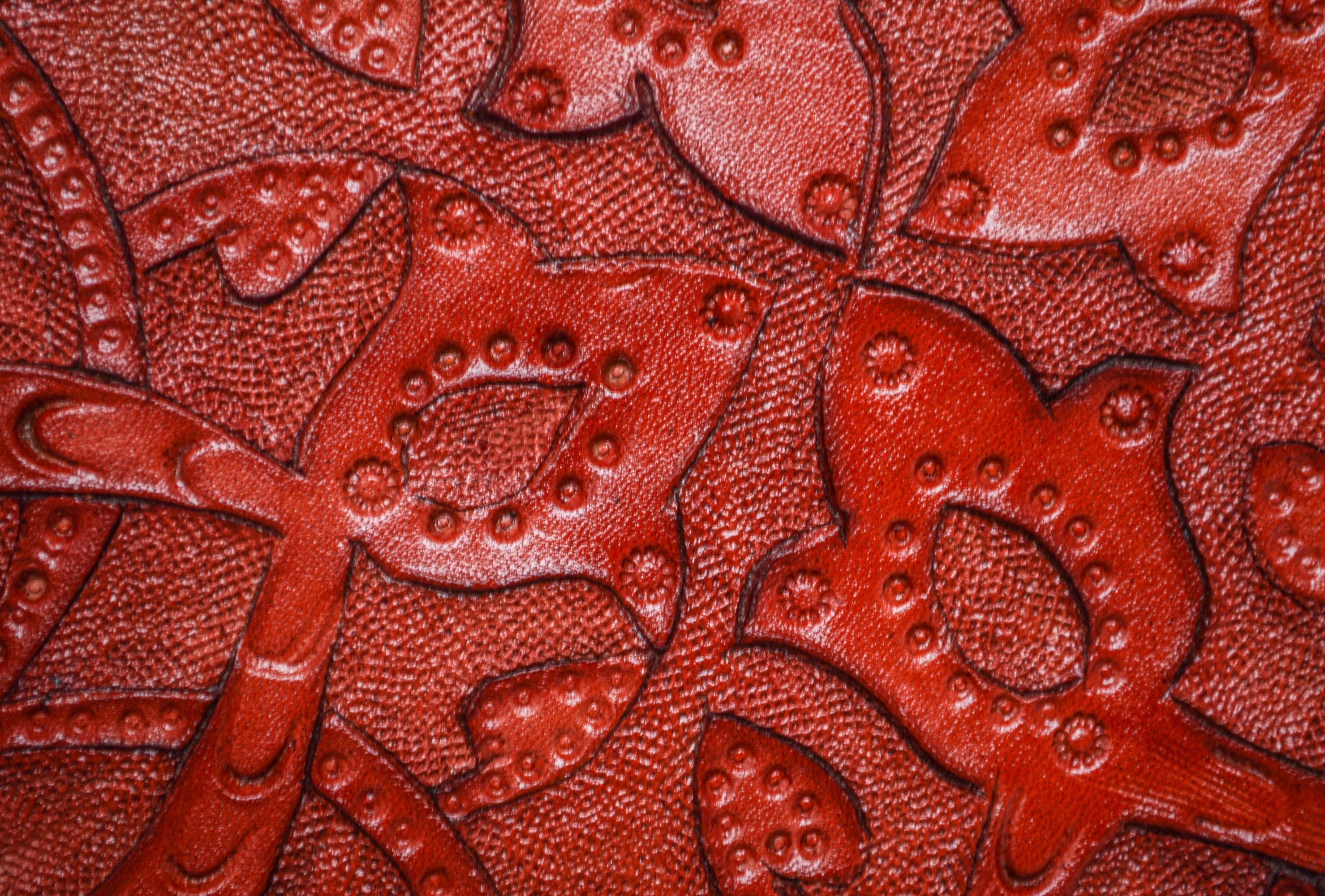 Red Circle Leather Bag, Handmade Round Cowhide Purse, Handtooled ...