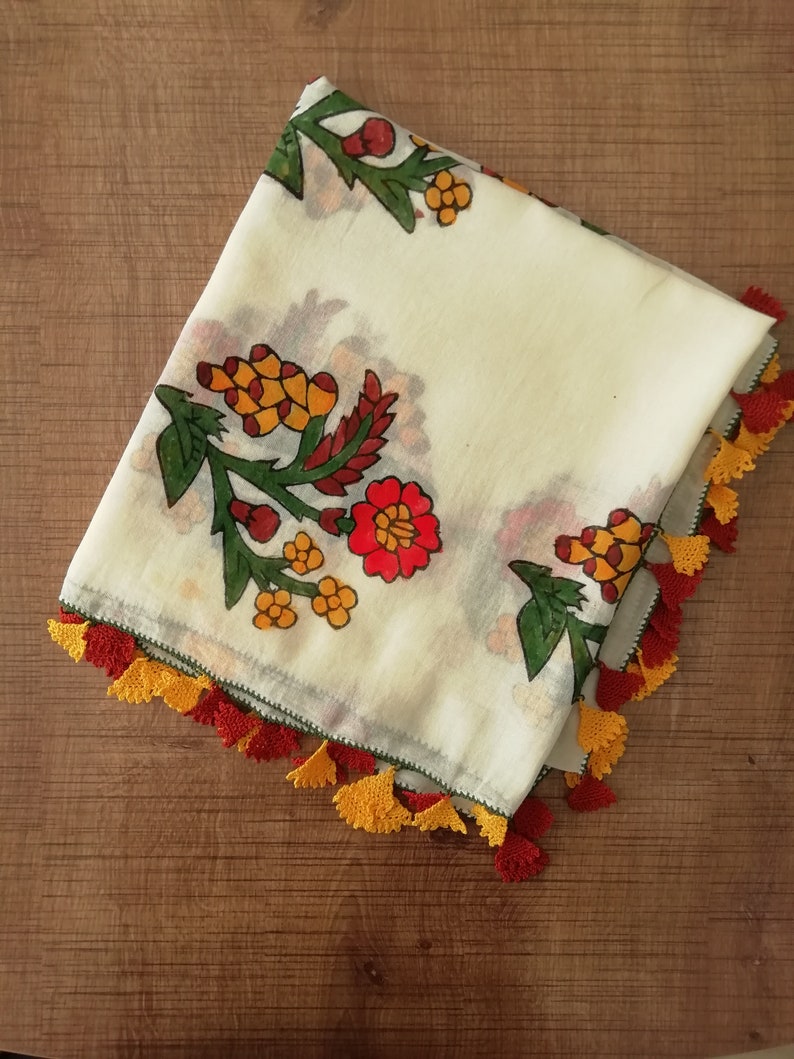 Turkish Yazma, Oya Scarf , Colorful Floral Spring Foulard, Vivid Color ...