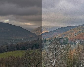 Helvellyn via Striding Edge Sunset, the Lake District Print Poster ...