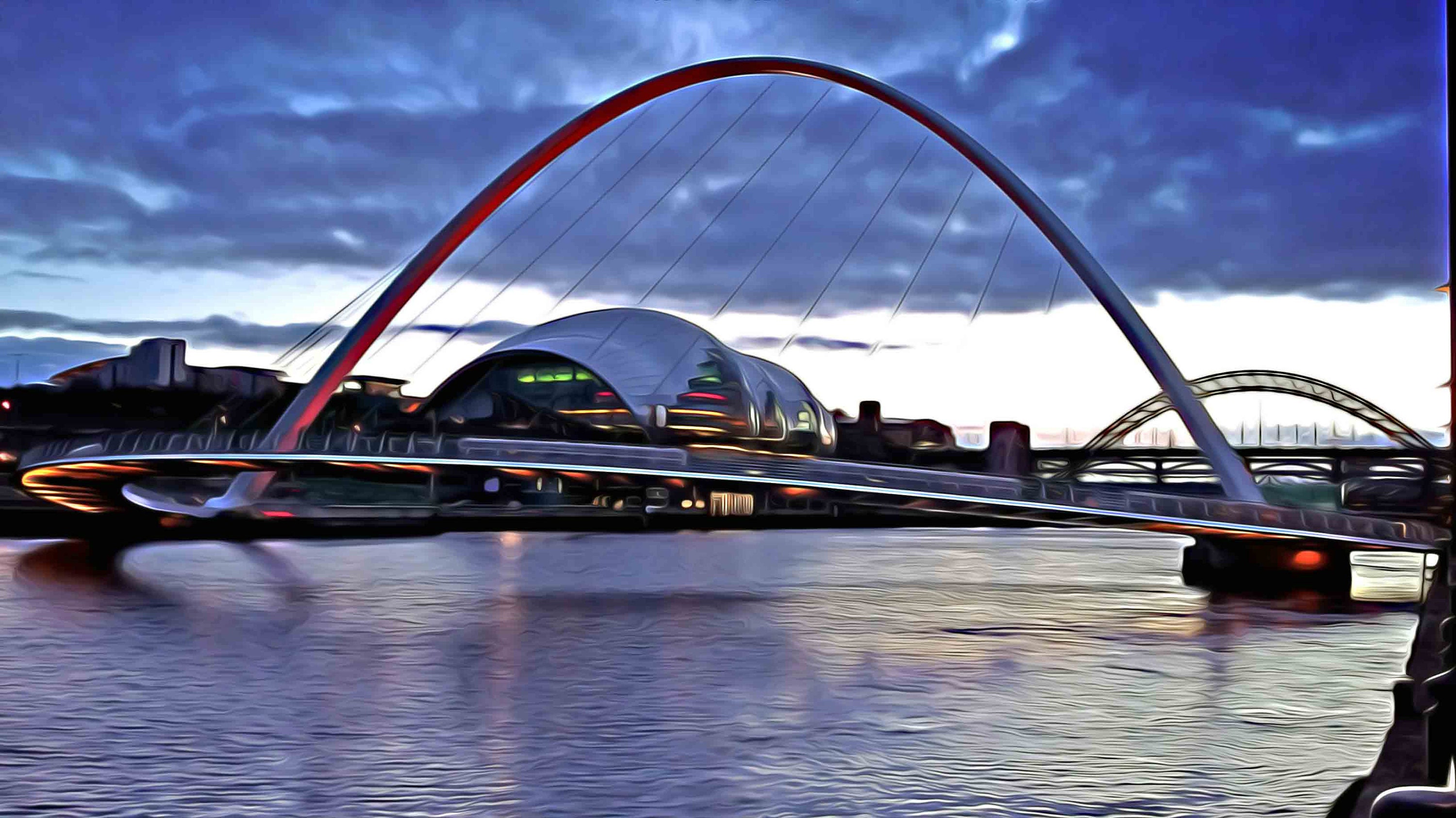 Millennium Eye Bridge Newcastle Digital Bridge River Tyne - Etsy España