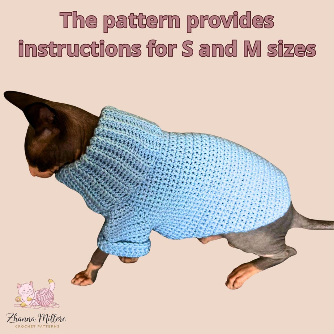 Cat Sweater, Crochet Patterns, Sphynx Cat Clothes, Pattern for Cat, Cat ...