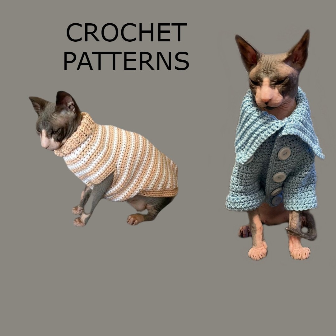Sphynx Cat Sweater, Cat Sweater Pattern Crochet, Winter Coat for Cat ...