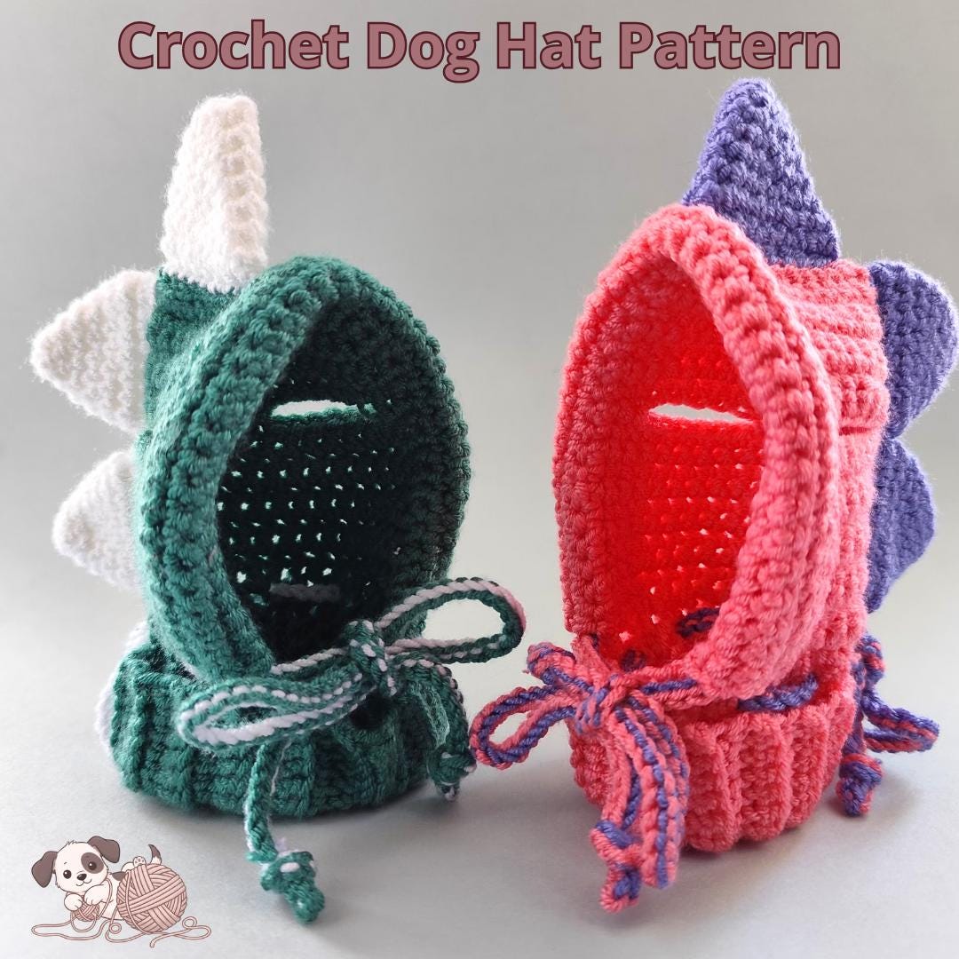 Crochet Dog Hats, Cat Hat Pattern, Dog Beanie, Dog Hats With Ear Holes ...