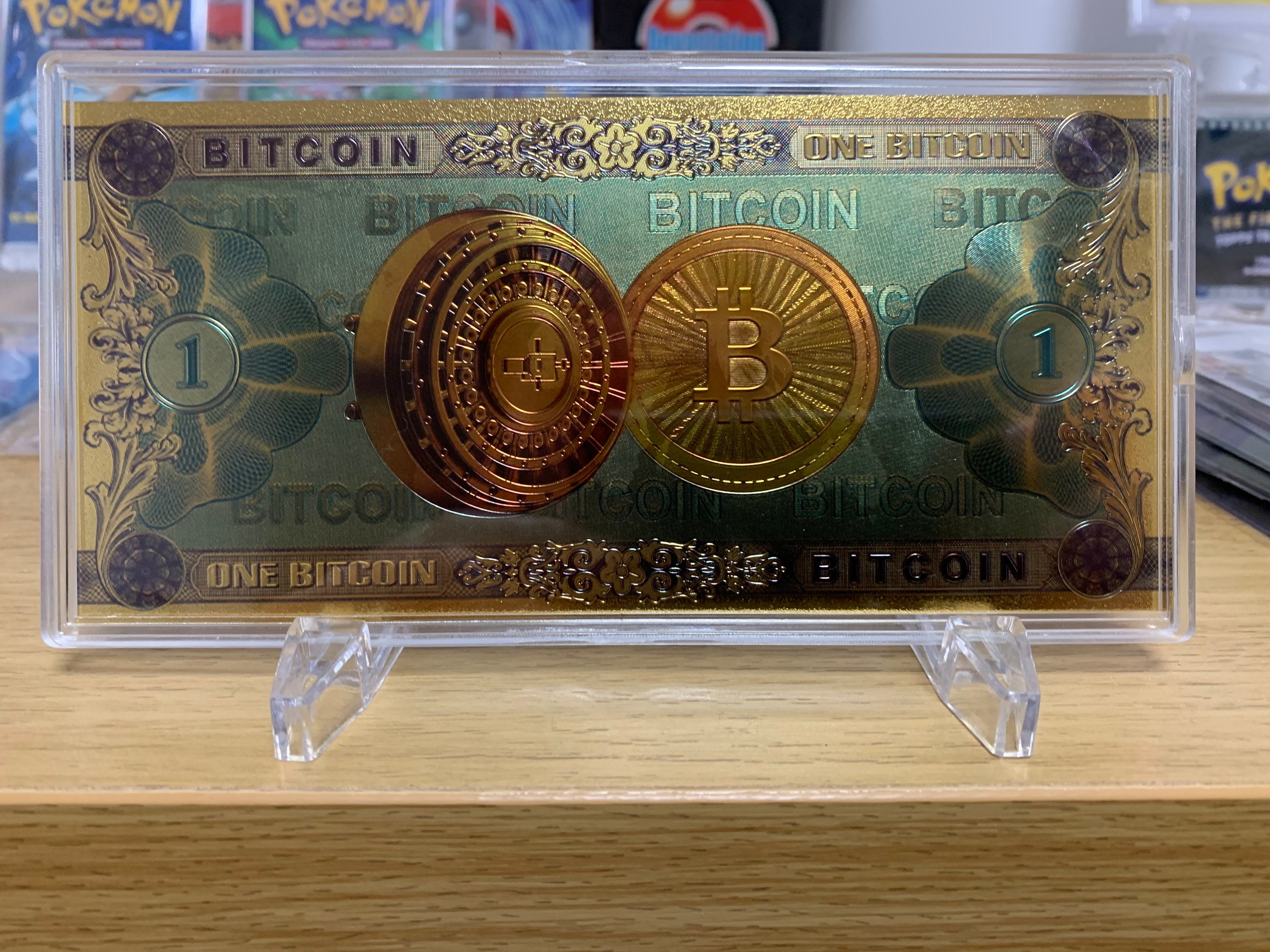 Bitcoin Cryptocurrency Gold Bank Note on Display Case and | Etsy