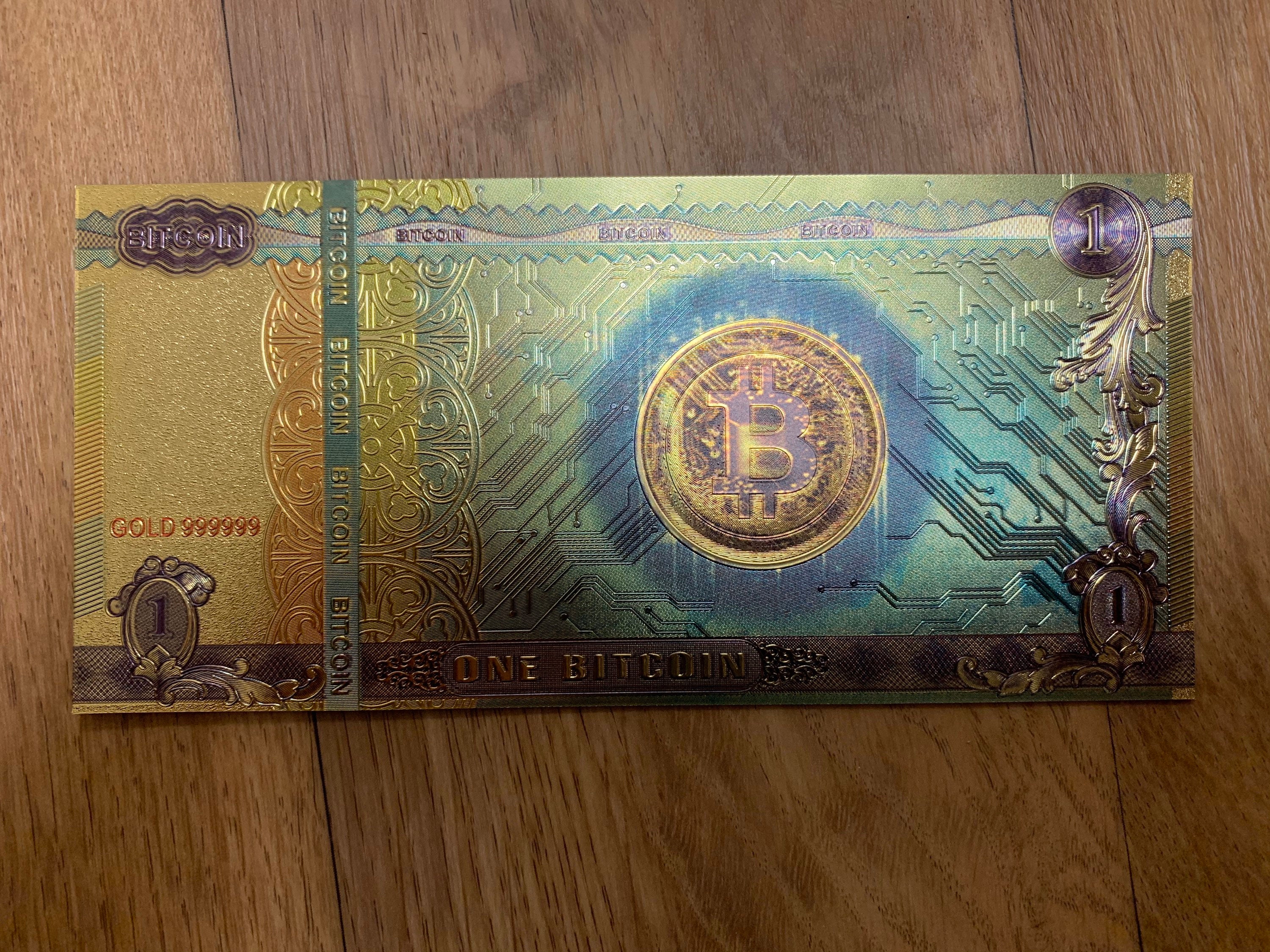 Bitcoin Cryptocurrency Gold Bank Note on Display Case and | Etsy