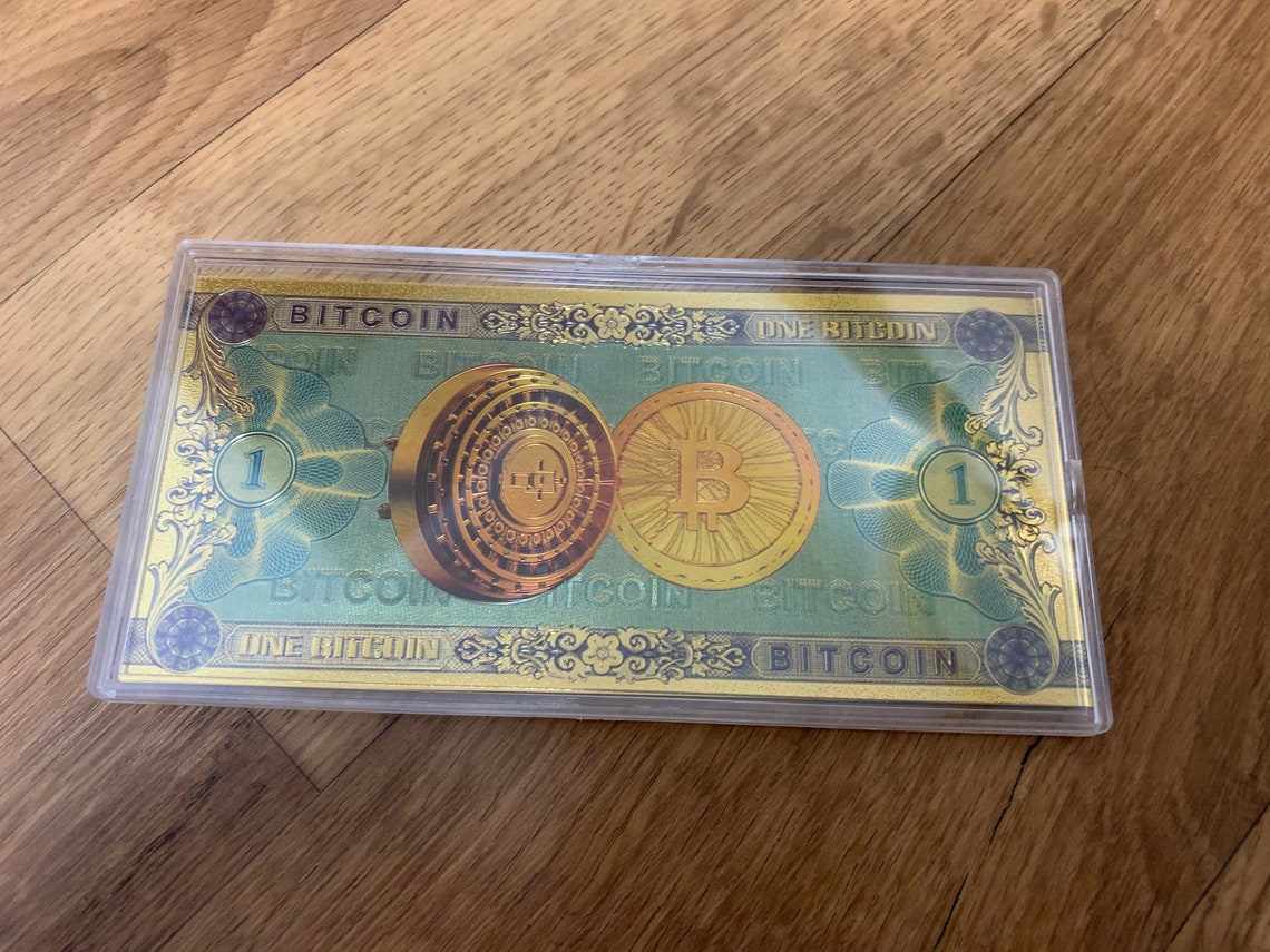 Bitcoin Cryptocurrency Gold Bank Note on Display Case and | Etsy