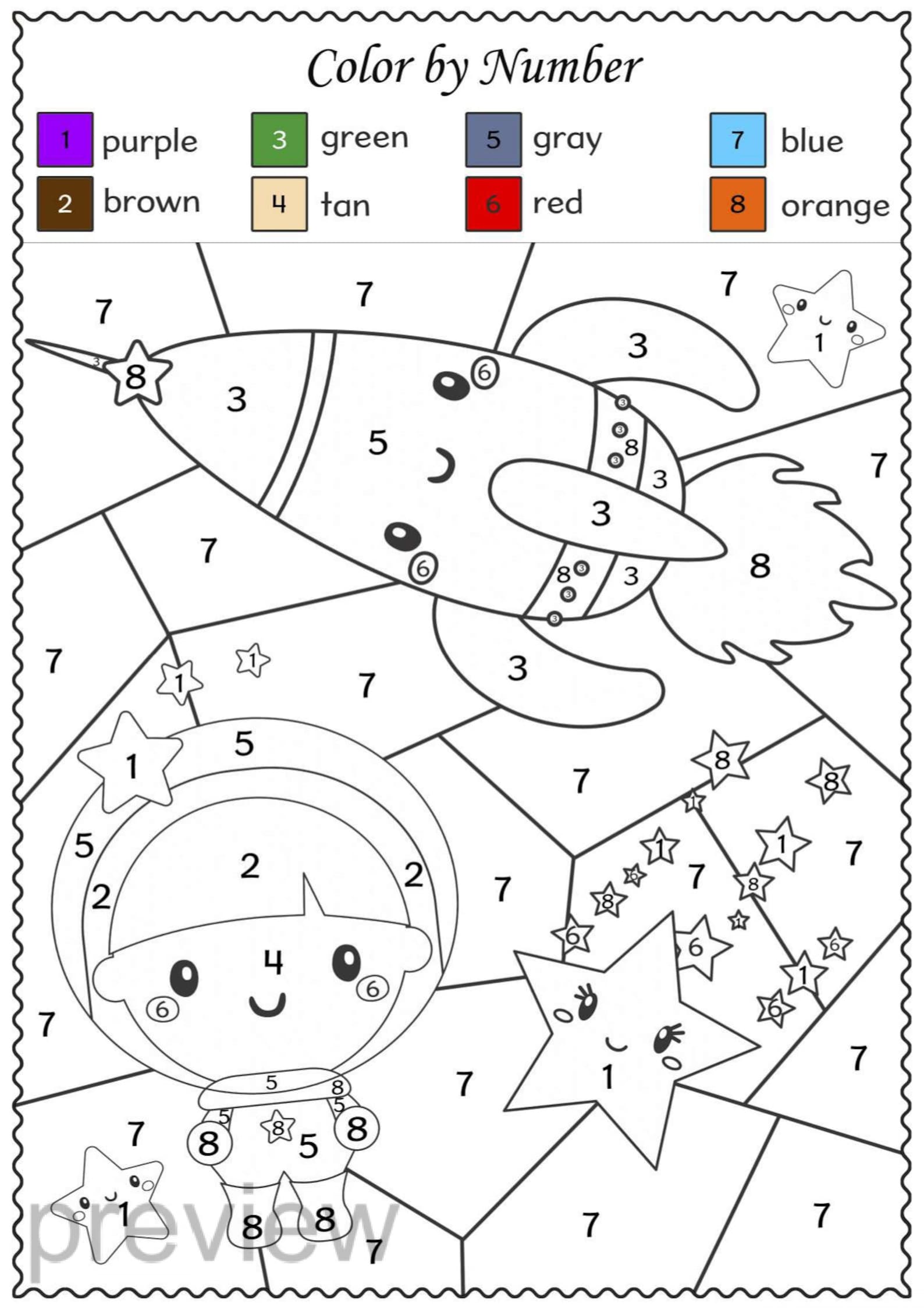 Space Printables for Kids | Activities & Worksheets | Color by Number ...