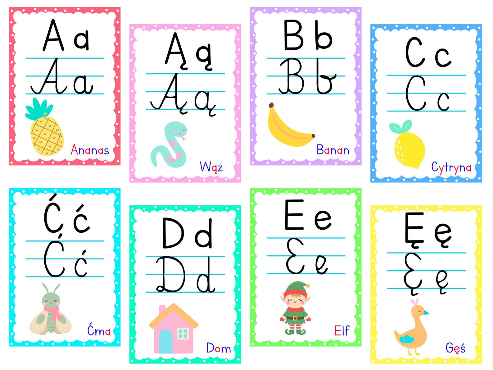Polish Alphabet Flash Cards | Polski Alfabet | Printable PDF Posters ...