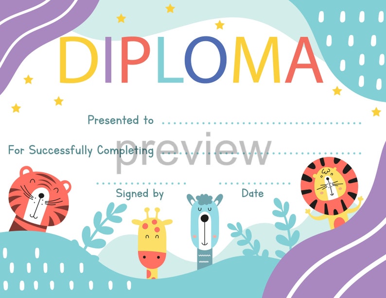 Kindergarten Graduation Bundle | Kit, Printable Diploma, Invitation ...