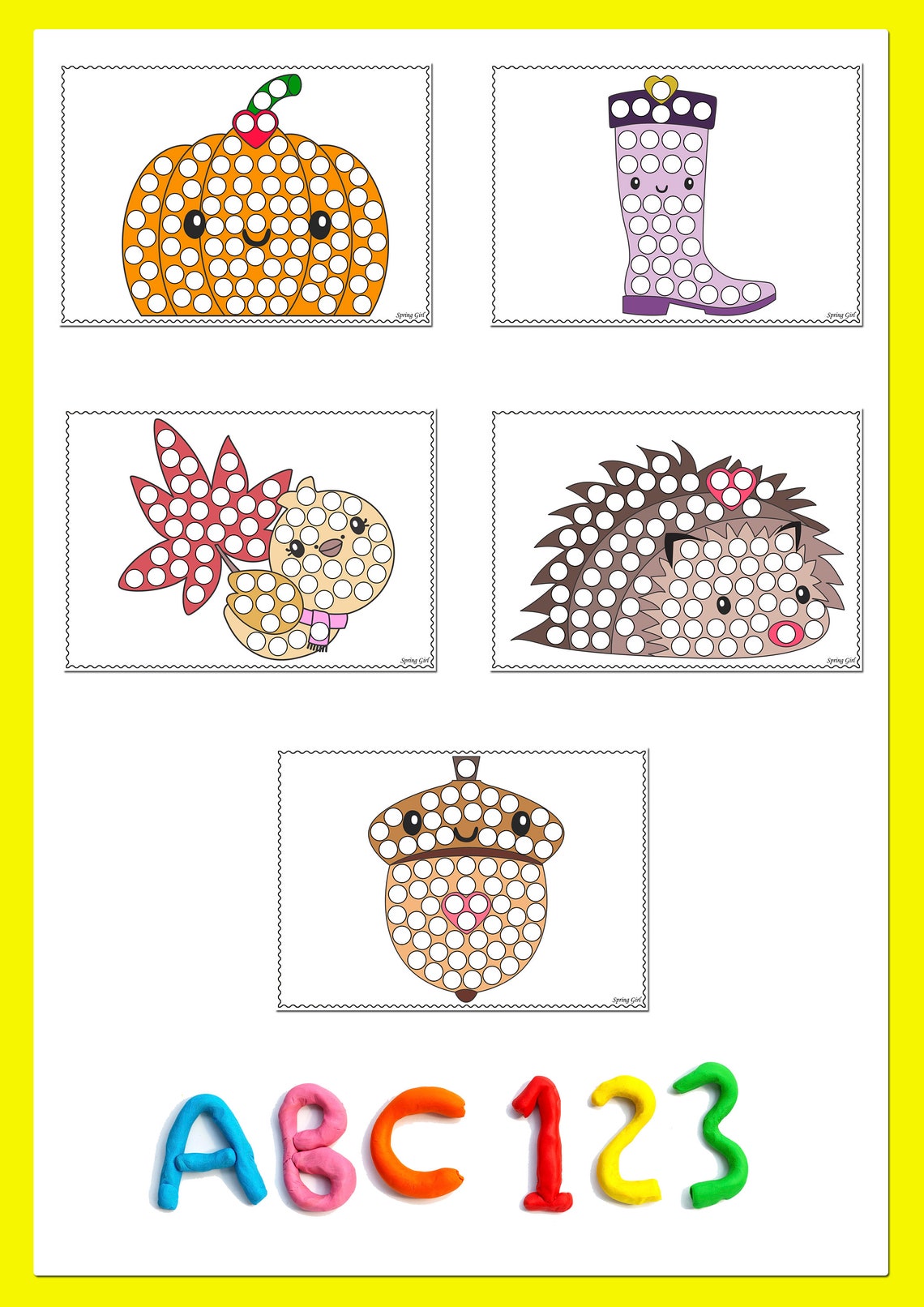 Do A Dot Fall Mats Worksheets | Dot Markers Worksheets | Kindergarten ...