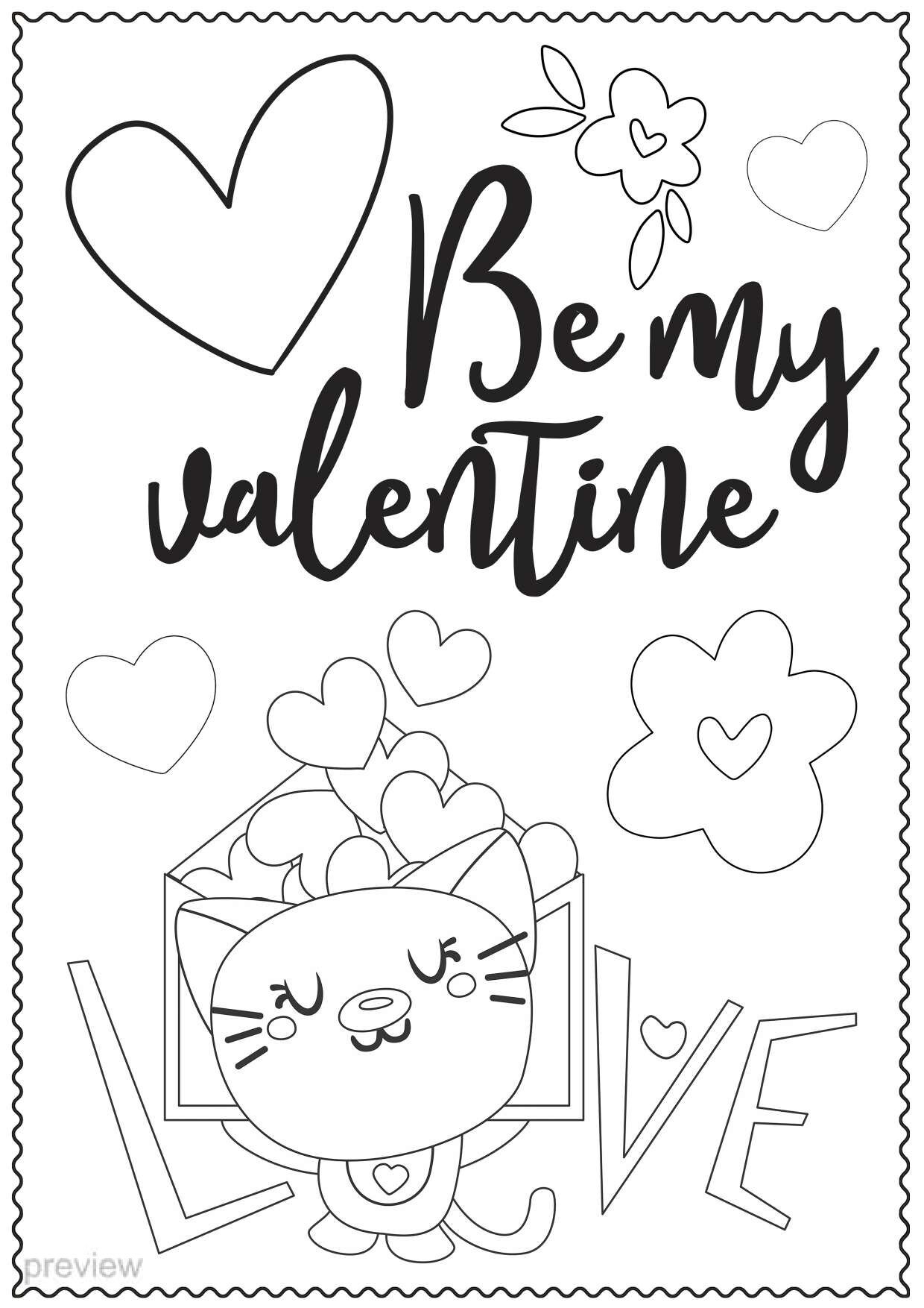 Valentine's Day Coloring Pages, PDF Coloring Book, Printables for Kids ...