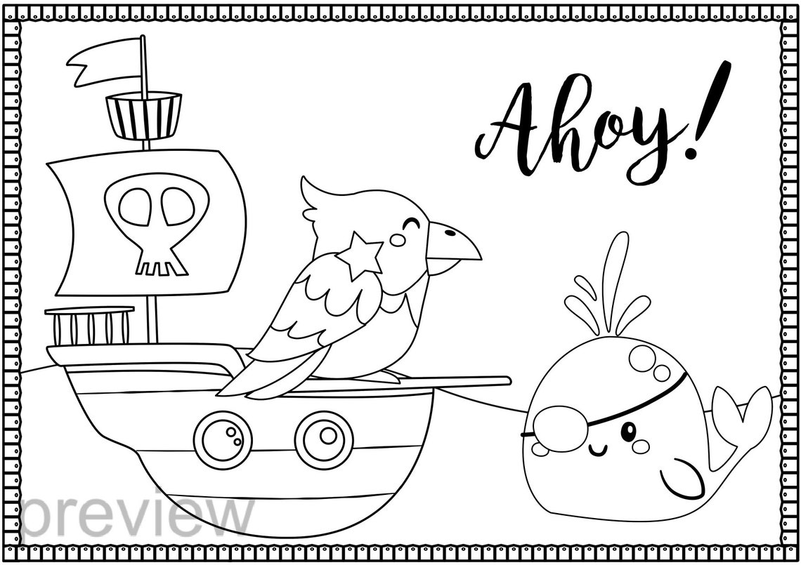 Pirate Party Coloring Pages | Printable Sheets to Color | Instant ...