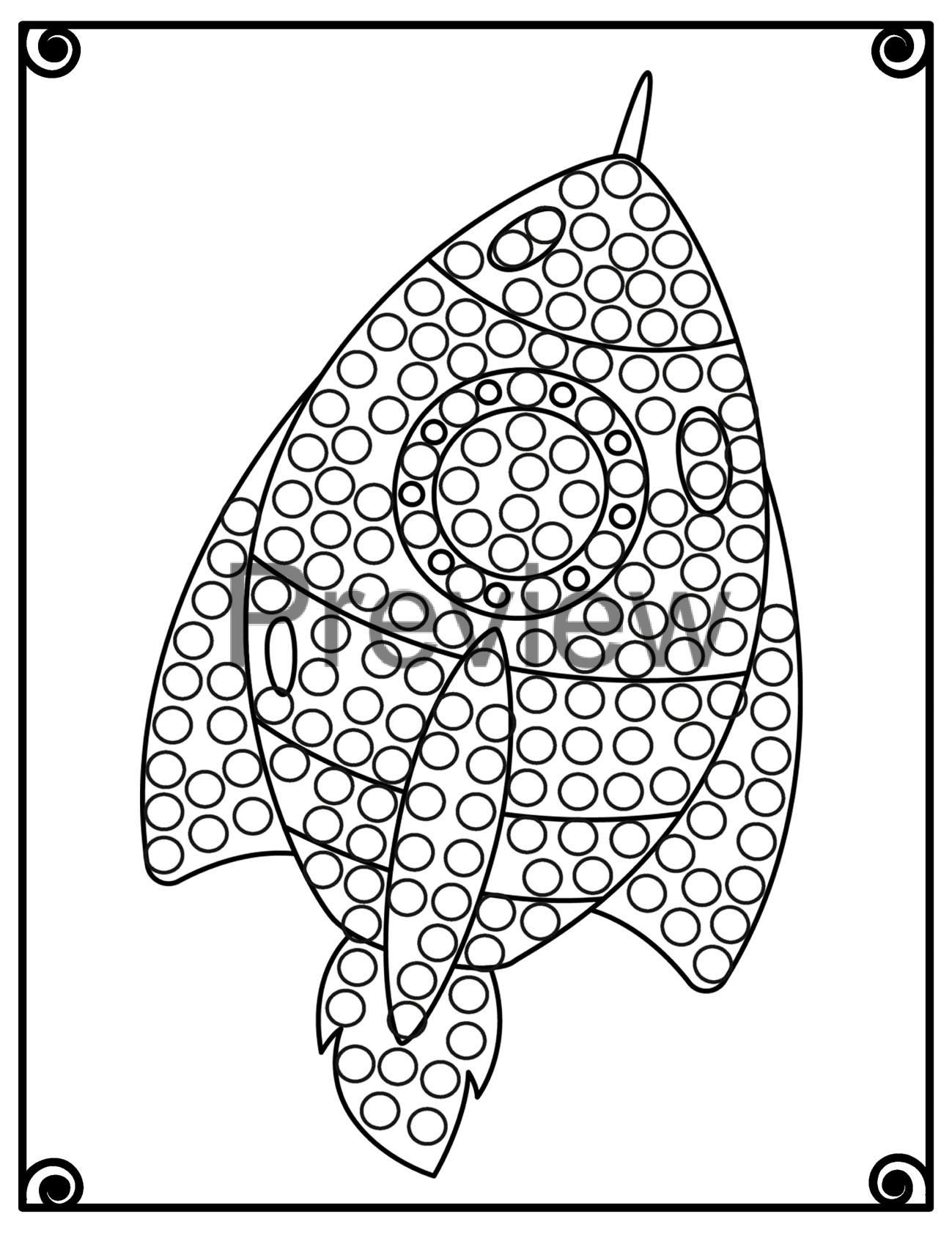 Space Activities for Kids Q-tip Dot Painting Worksheets for Kids Space ...