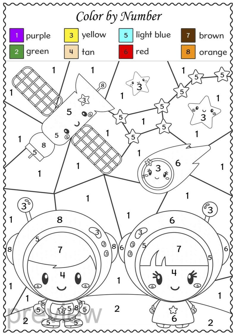 Space Printables for Kids | Activities & Worksheets | Color by Number ...