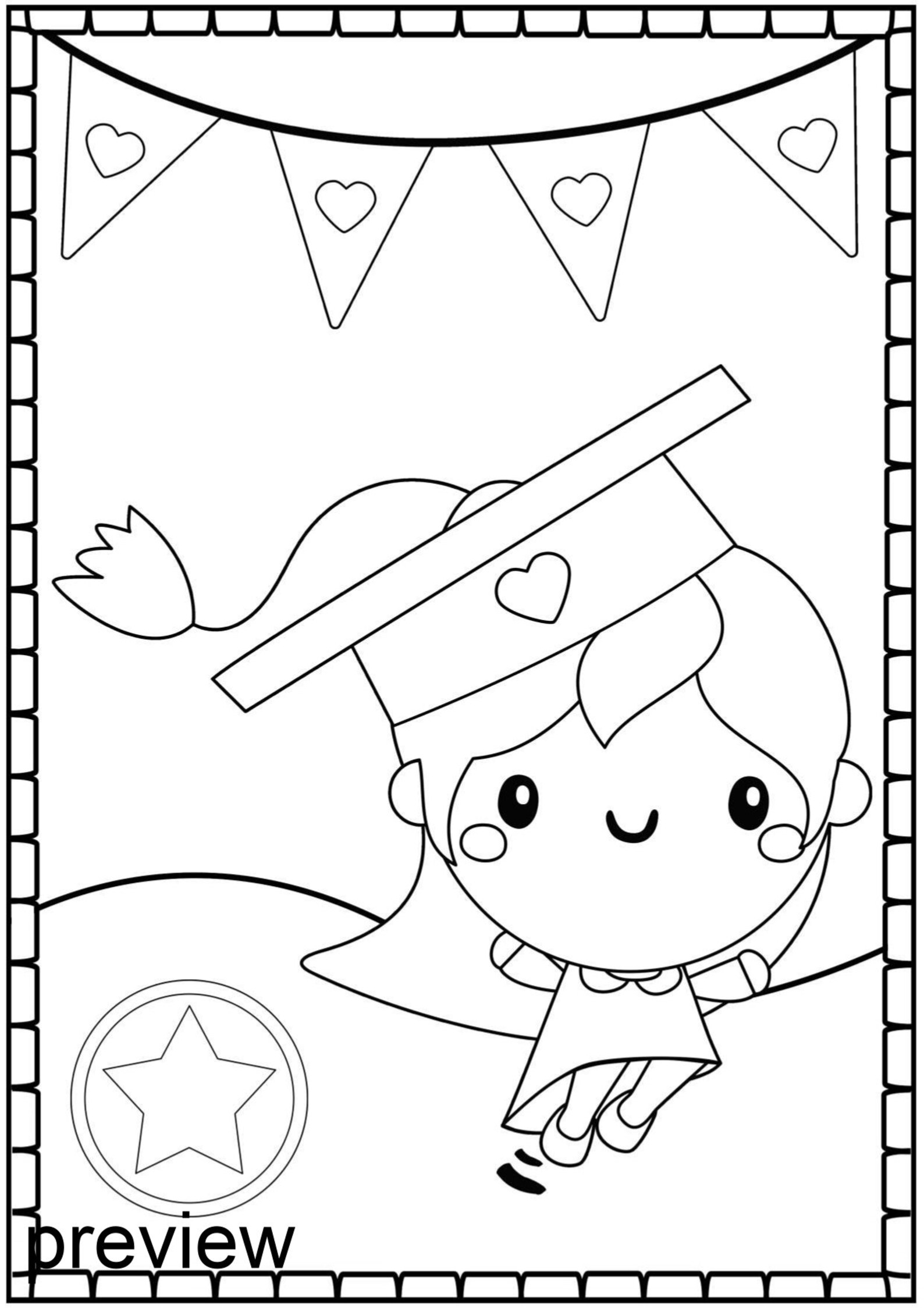 Graduation Kindergarten Coloring Pages Printable Coloring Book & Sheets ...