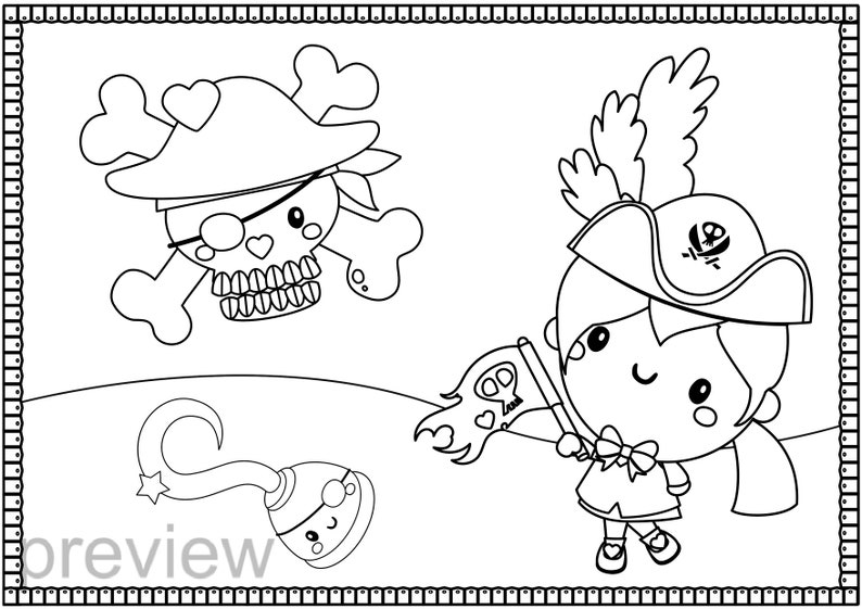 Pirate Party Coloring Pages | Printable Sheets to Color | Instant ...