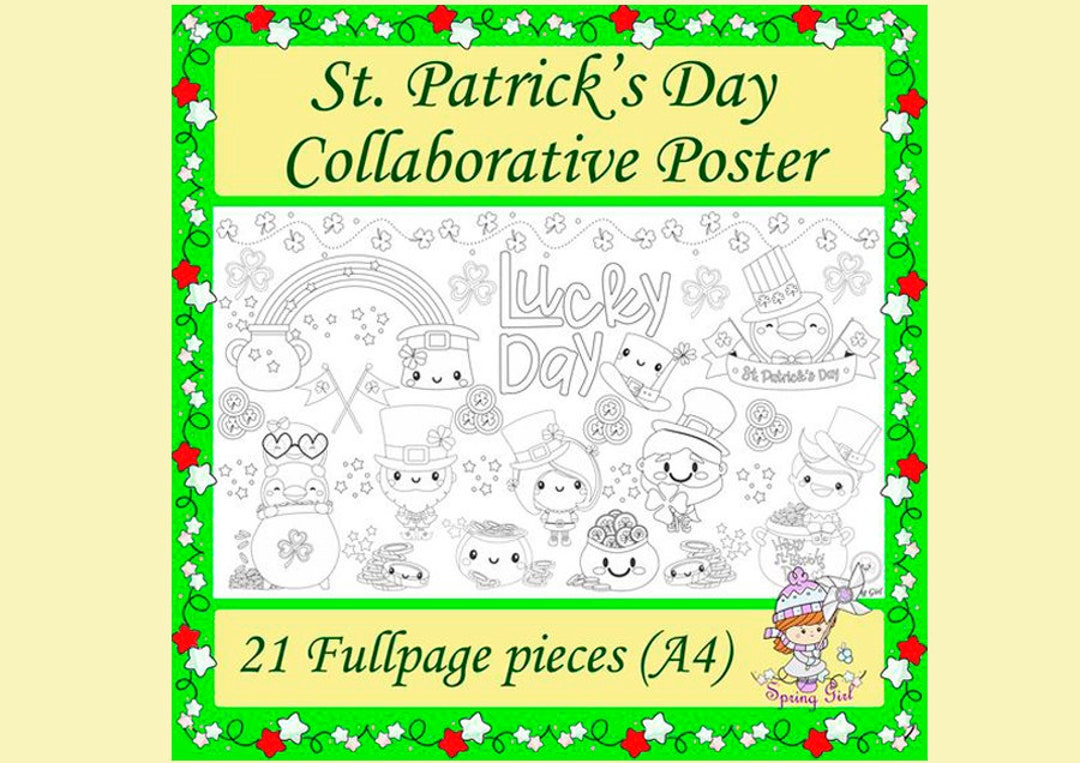 St. Patrick's Day Collaborative Poster | Coloring Wall Puzzle | School ...