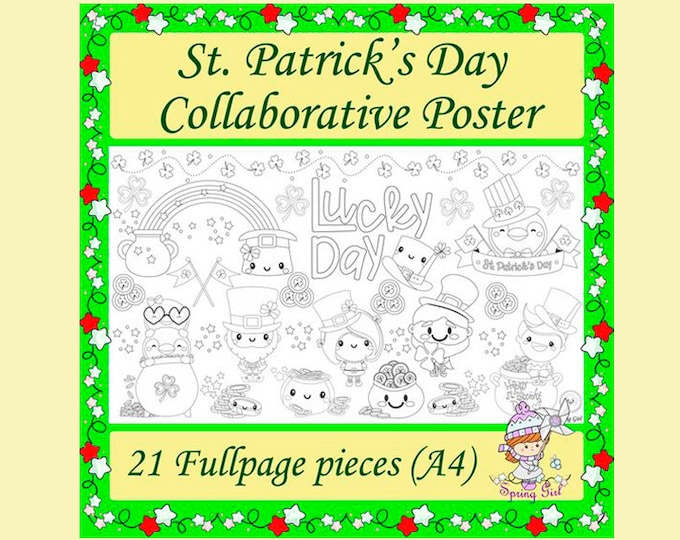 St. Patrick's Day Activity Printable Collaborative Poster + Coloring ...