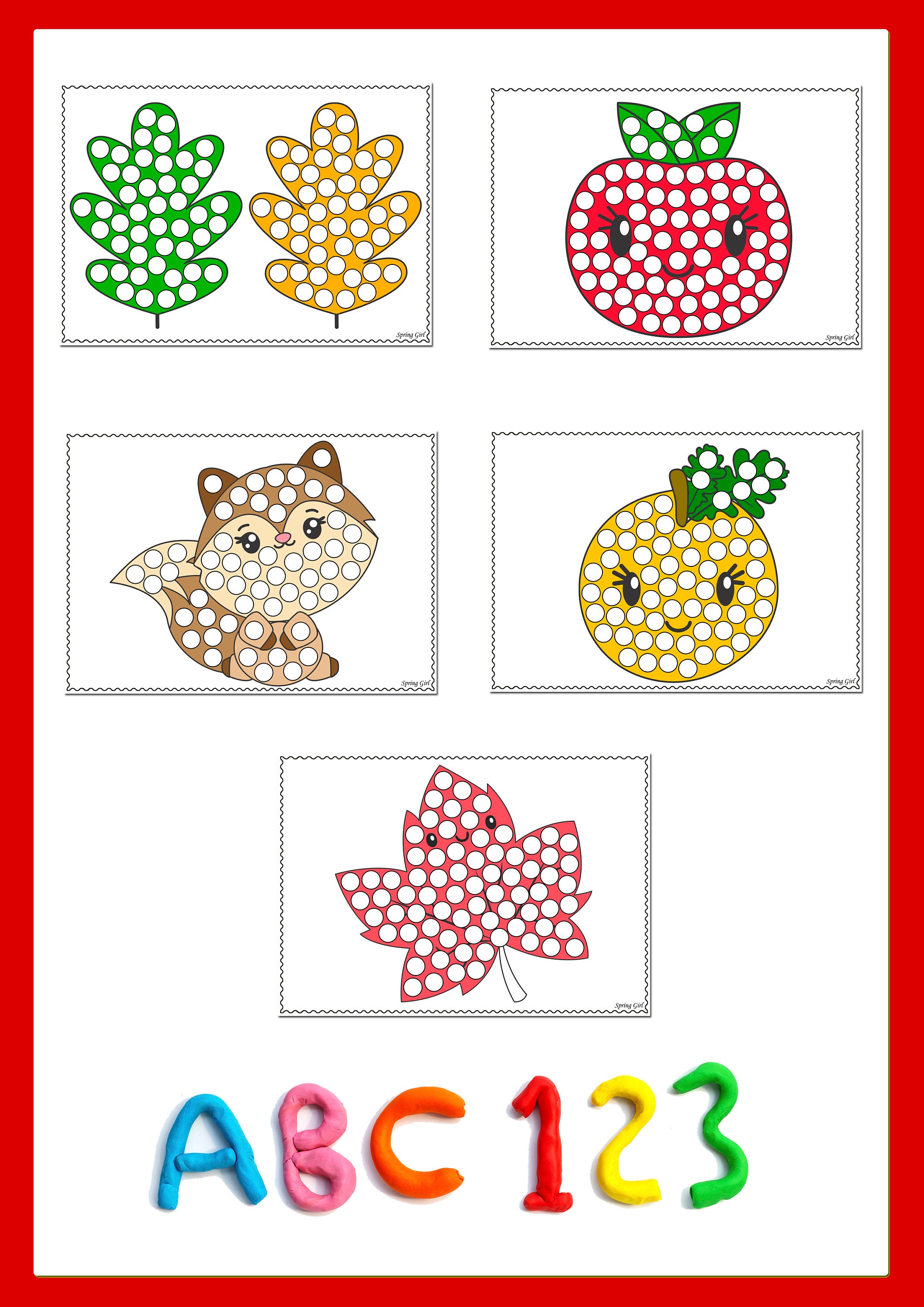 Do A Dot Fall Mats Worksheets | Dot Markers Worksheets | Kindergarten ...