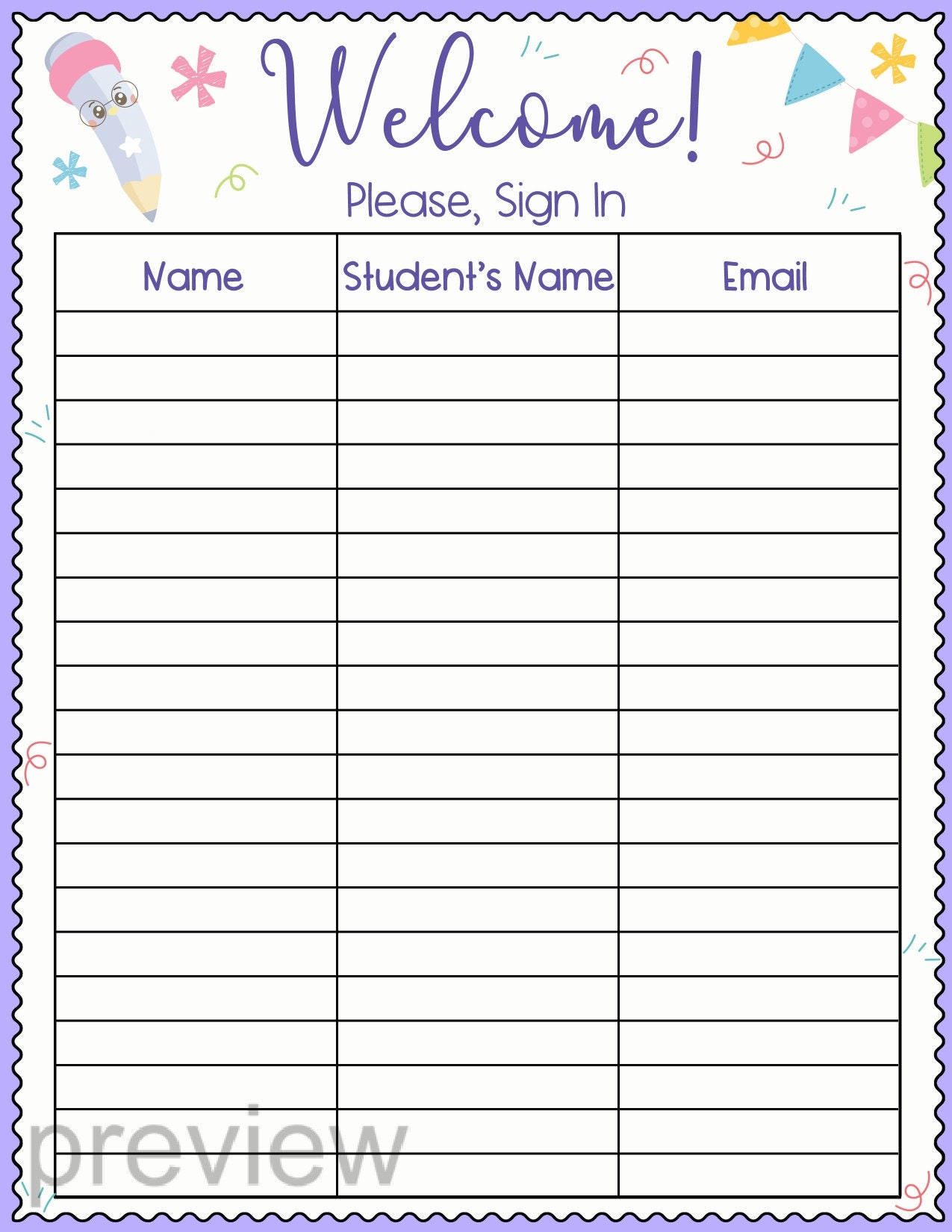 Back to School Open House Night | Sign in Sheets | Meet the Teacher ...