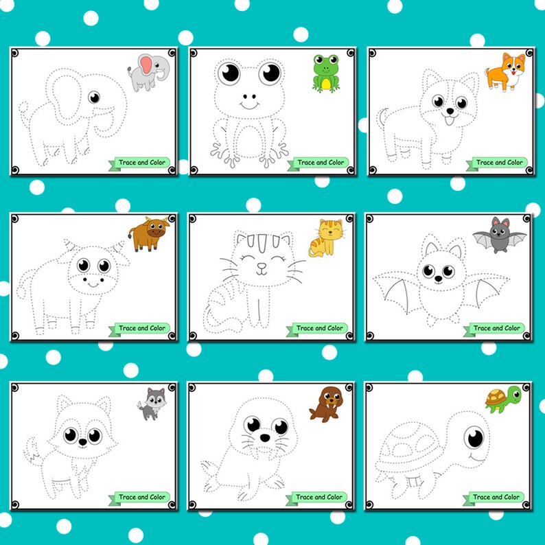 Animals Trace Worksheets Coloring Pages Printables Handwriting Practice ...