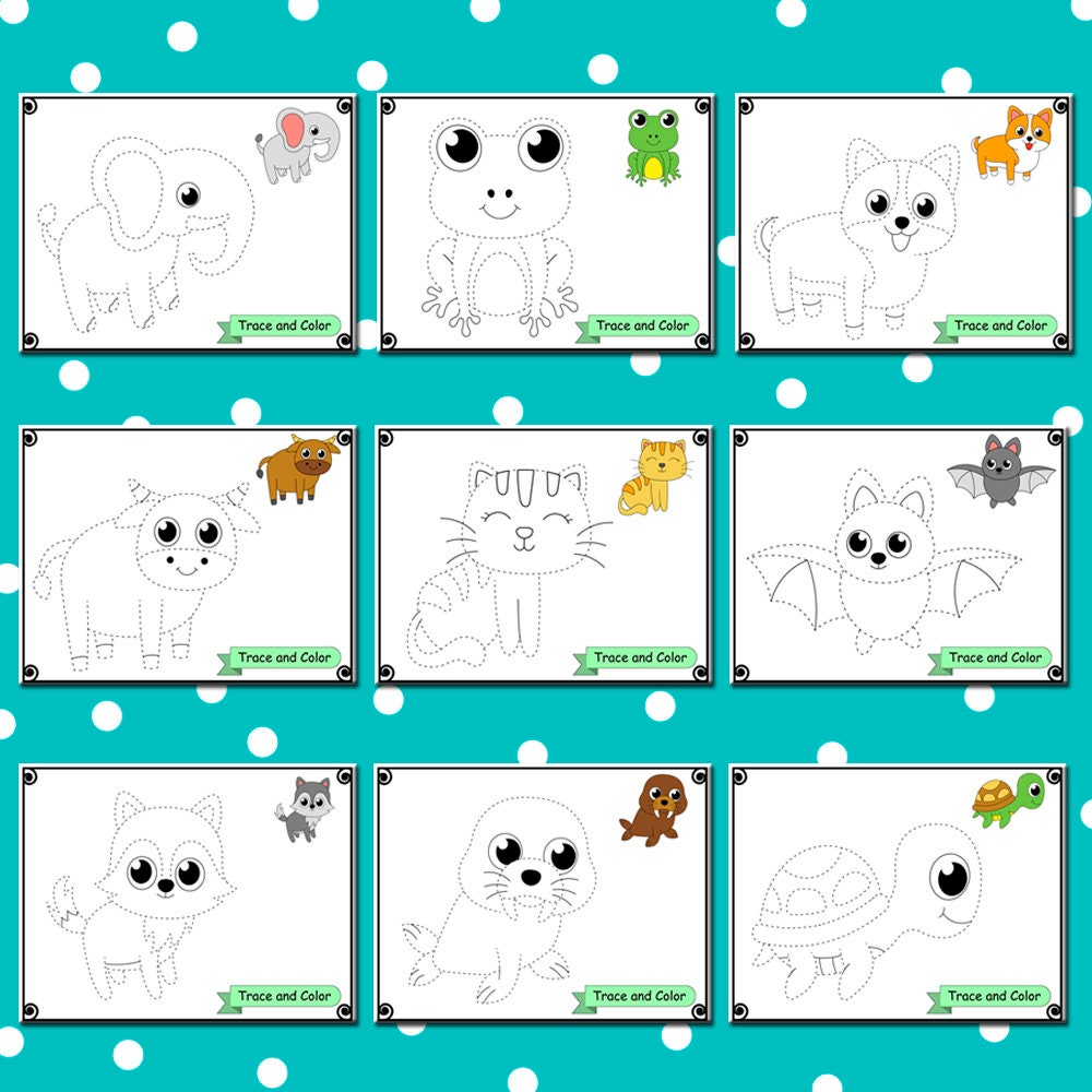 Animals Trace Worksheets Coloring Pages Printables Handwriting Practice ...