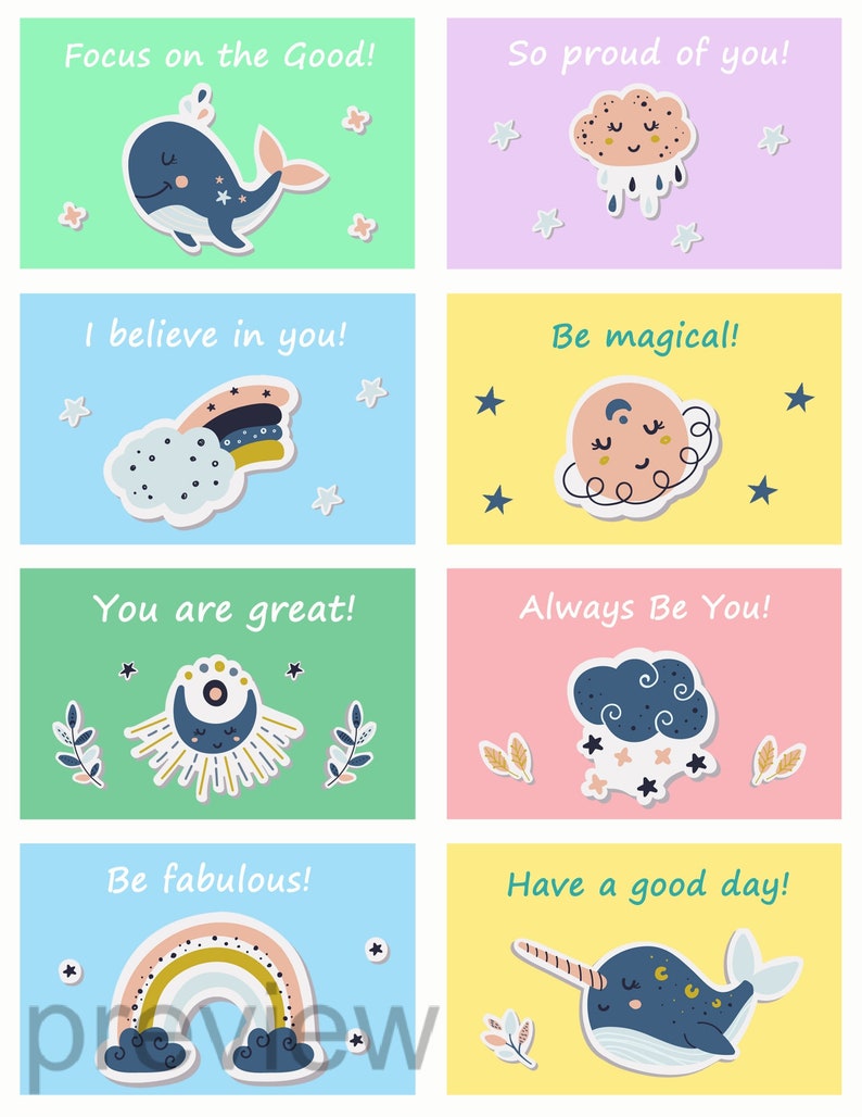 Lunch Box Notes for Kids | Lunchbox Notes | Positive Affirmations for ...
