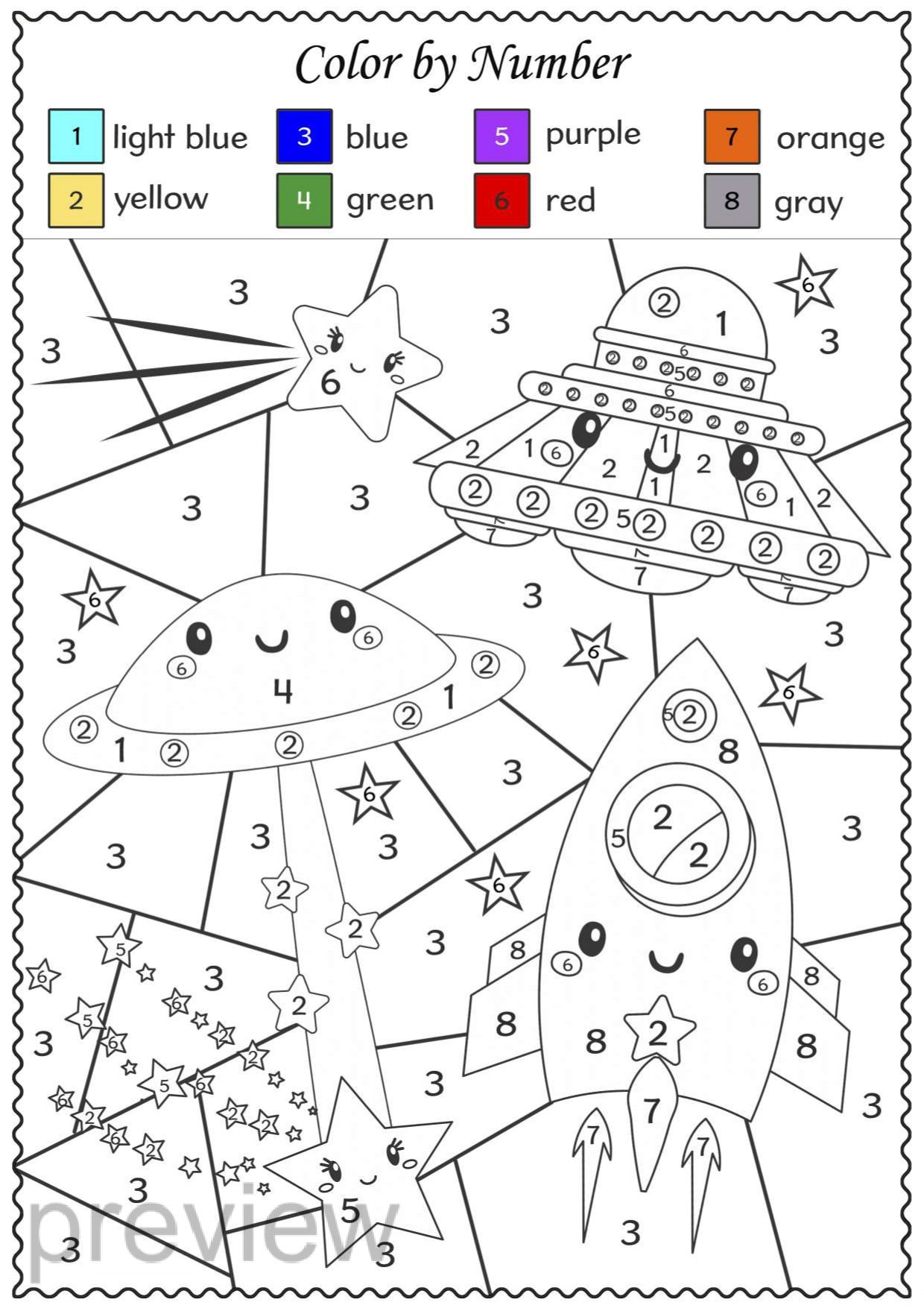 Space Printables for Kids | Activities & Worksheets | Color by Number ...