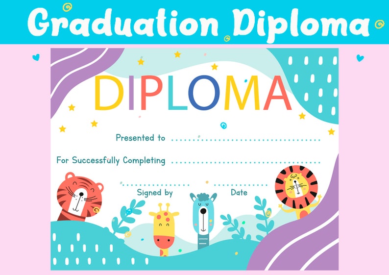 Preschool Diploma, Kindergarten Certificate, Graduation Printables ...
