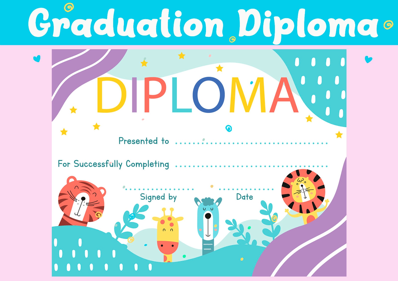 Preschool Diploma, Kindergarten Certificate, Graduation Printables ...
