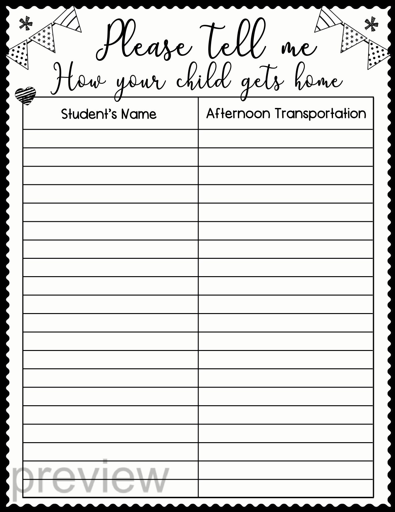 Back to School Open House Night | Sign in Sheets | Meet the Teacher ...