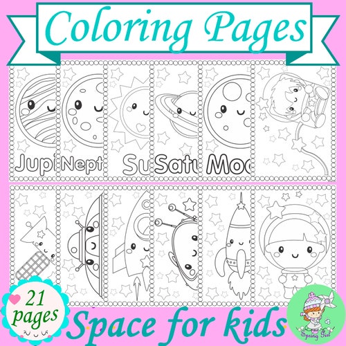 Solar System Printable Coloring Book Pages for Preschool - Etsy