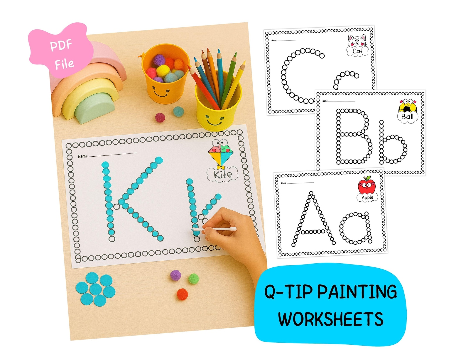 Q-tip Alphabet Dot Painting Worksheets | Alphabet Activities ...