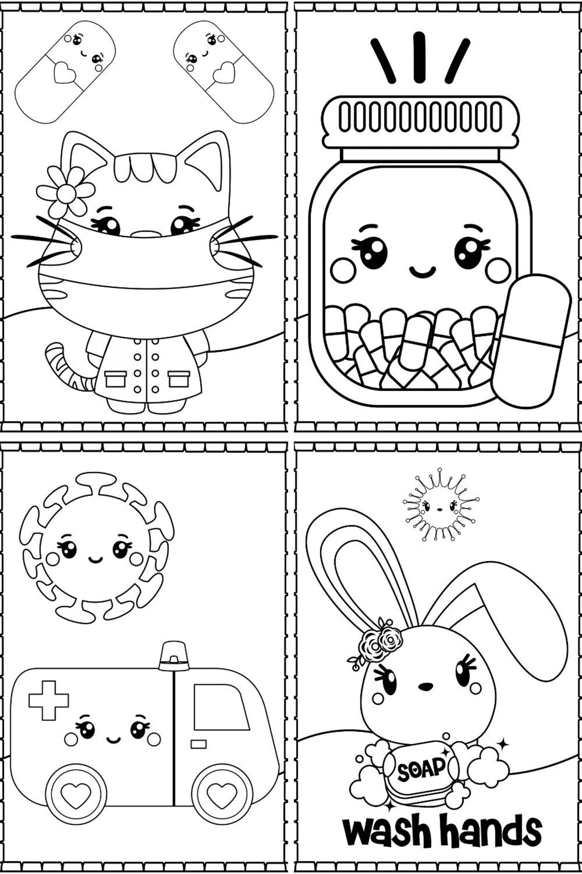 Be Healthy Kids Coloring Pages Sheets | Medicine Coloring Sheets for ...