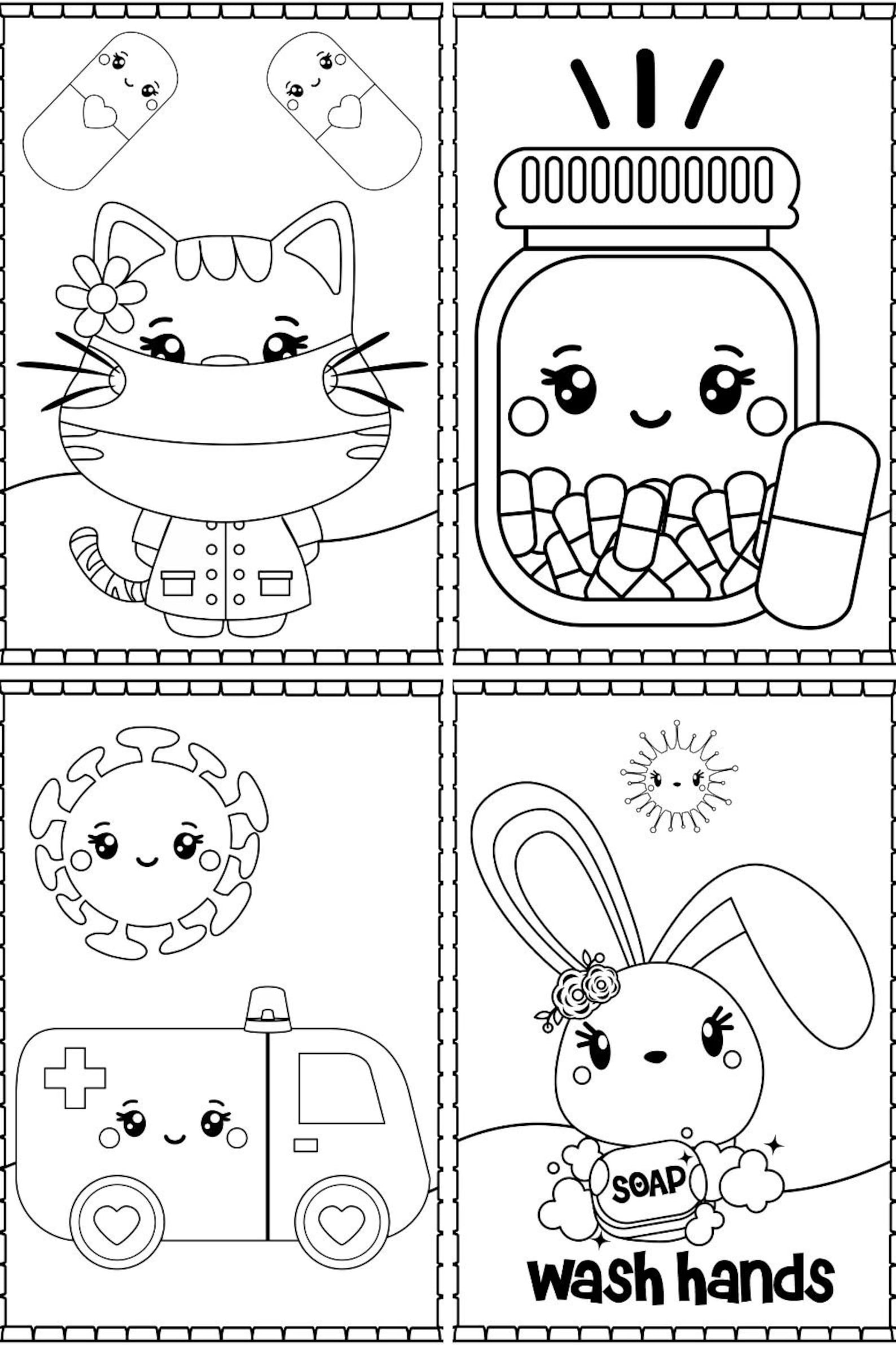 Be Healthy Kids Coloring Pages Sheets | Medicine Coloring Sheets for ...