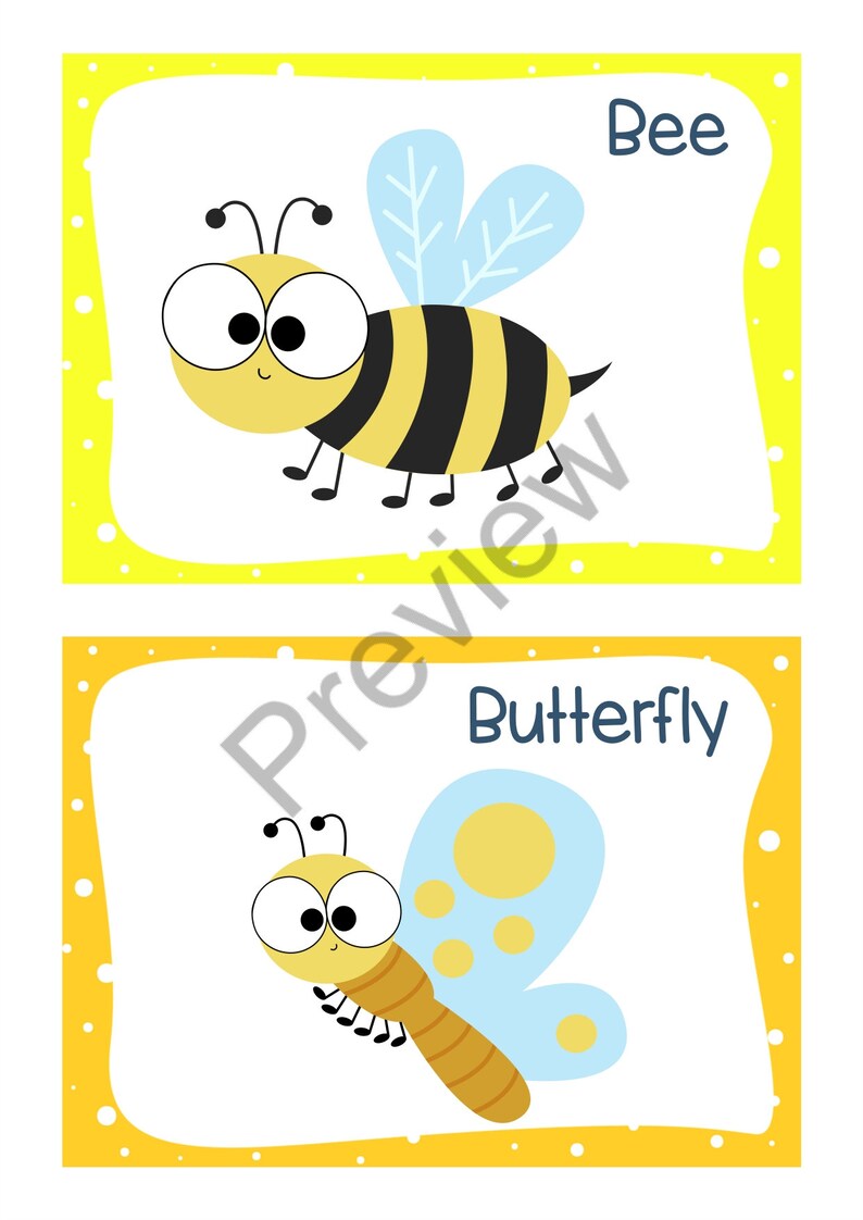 Bugs Printable Flash Cards | Insects Instant Download Flashcards | PDF ...