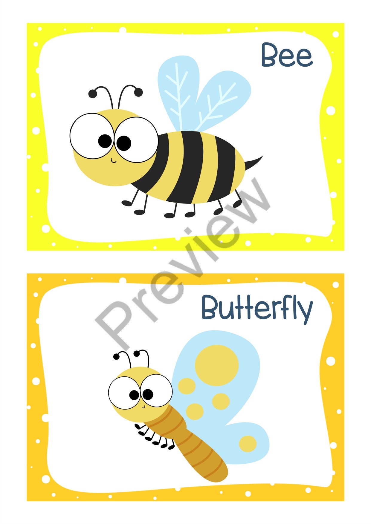 Bugs Printable Flash Cards | Insects Instant Download Flashcards | PDF ...