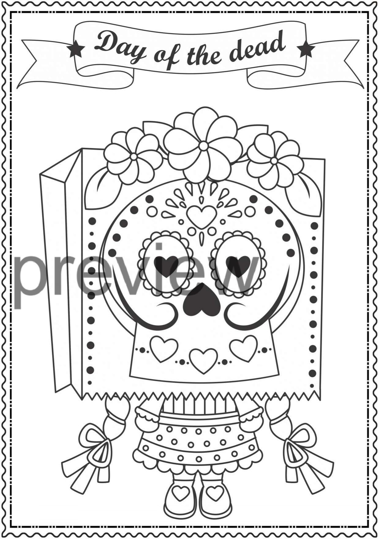 Day of the Dead/dia De Los Muertos Coloring Pages - Etsy