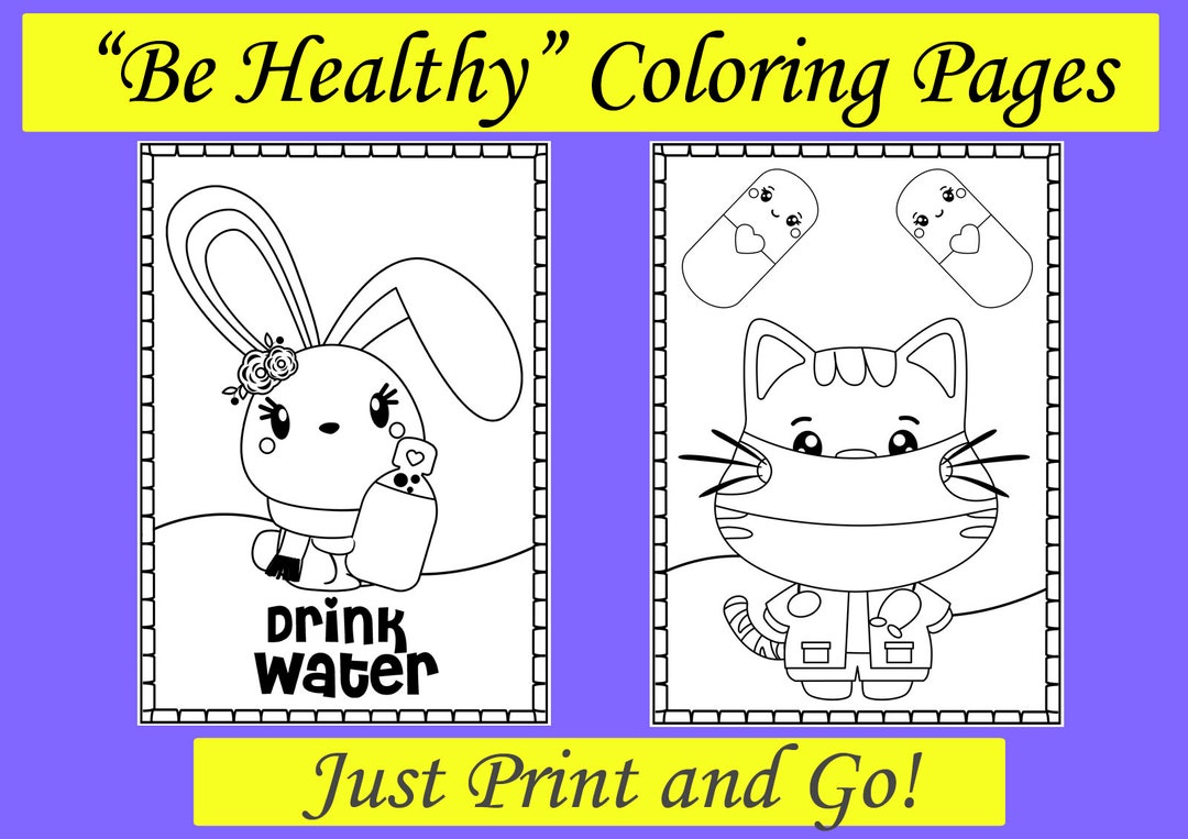 Be Healthy Kids Coloring Pages Sheets | Medicine Coloring Sheets for ...