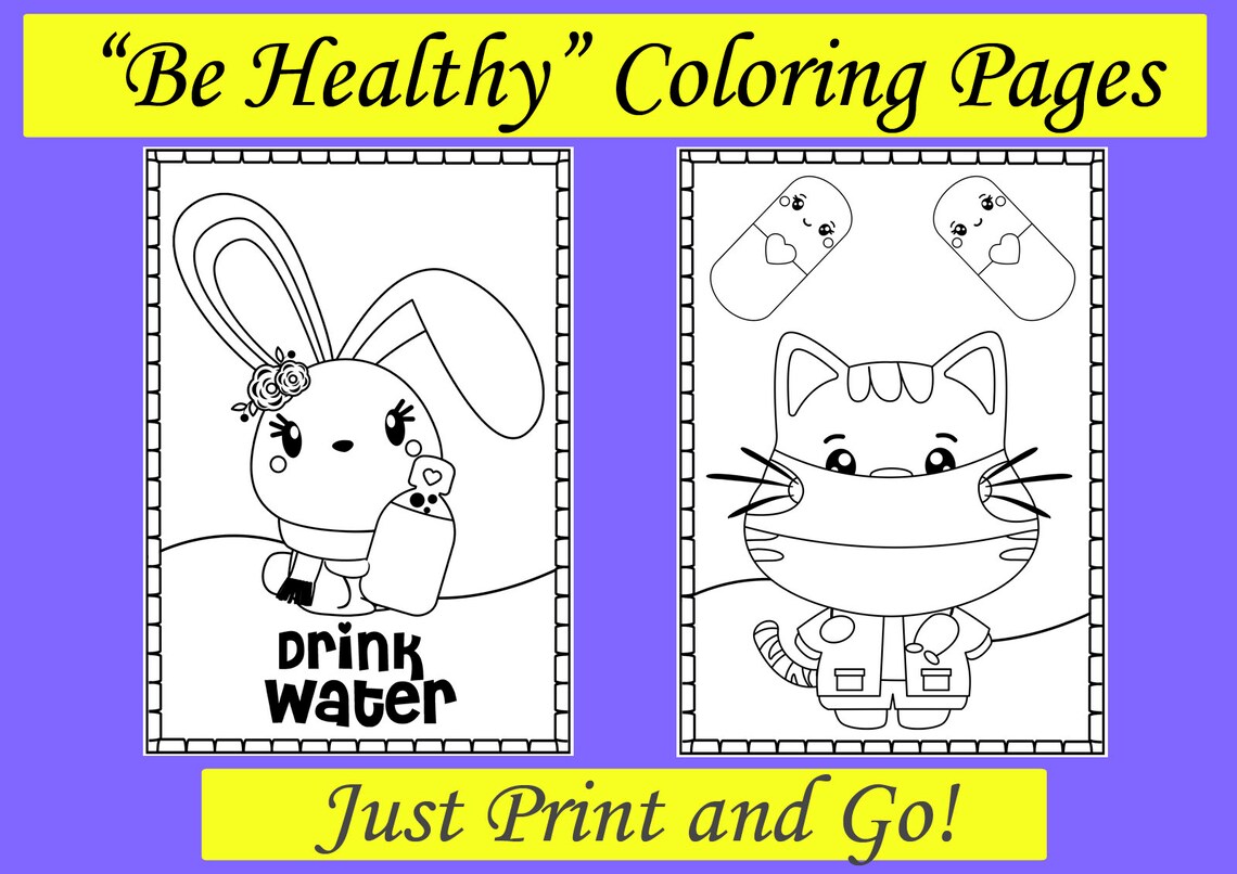 Be Healthy Kids Coloring Pages Sheets | Medicine Coloring Sheets for ...