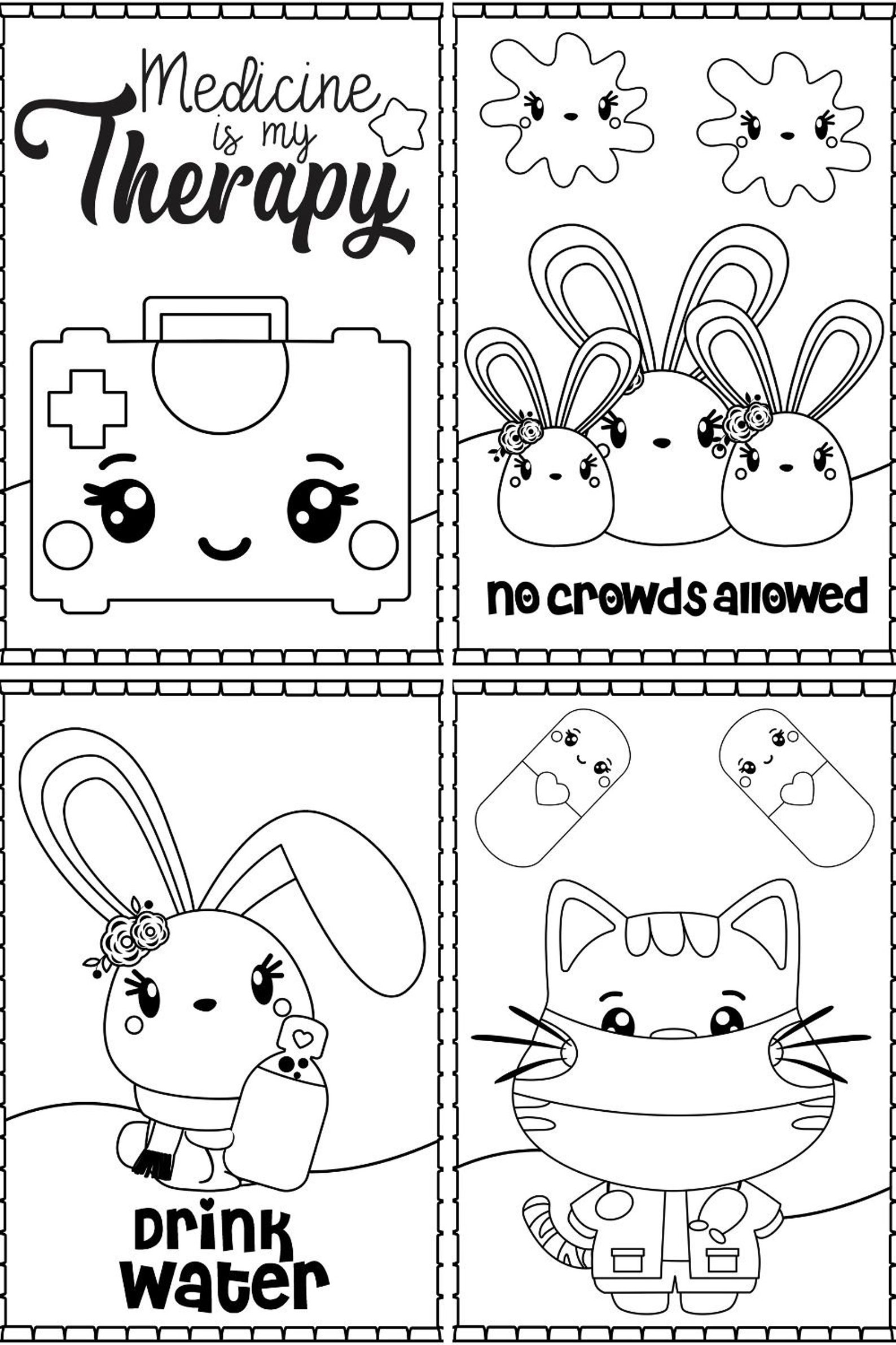Be Healthy Kids Coloring Pages Sheets | Medicine Coloring Sheets for ...