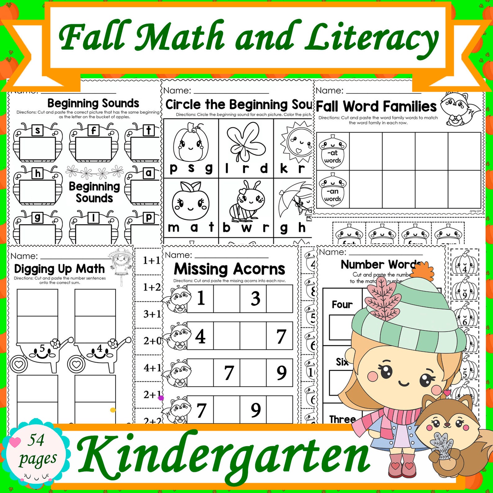 Fall Activities NO PREP Pages/literacy and Math Activities for ...