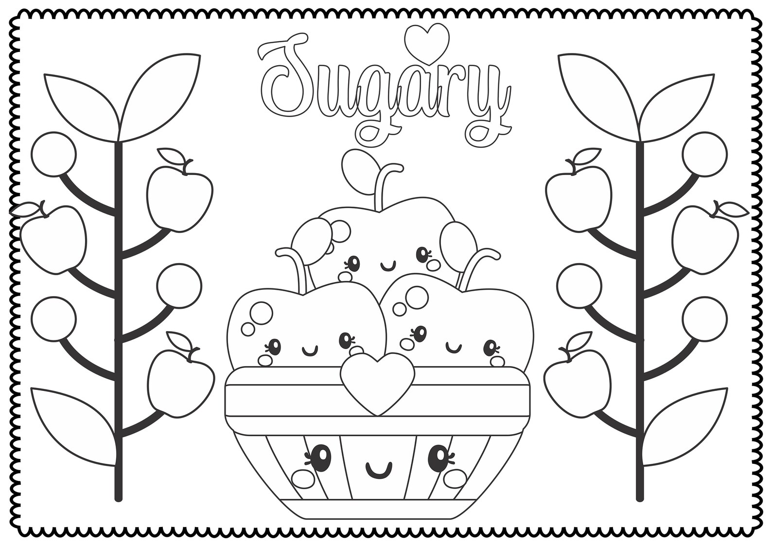 Apple Day: Coloring Book/pages - Etsy